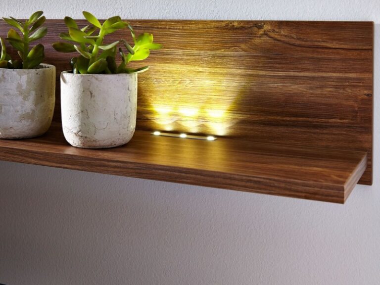 Modern Long Oak Shelf Wall Floating Panel LED Light 200cm