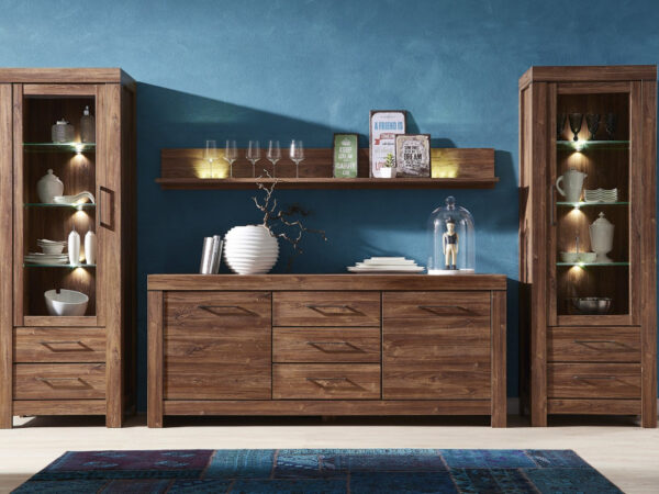 Modern Long Oak Shelf Wall Floating Panel LED Light 200cm
