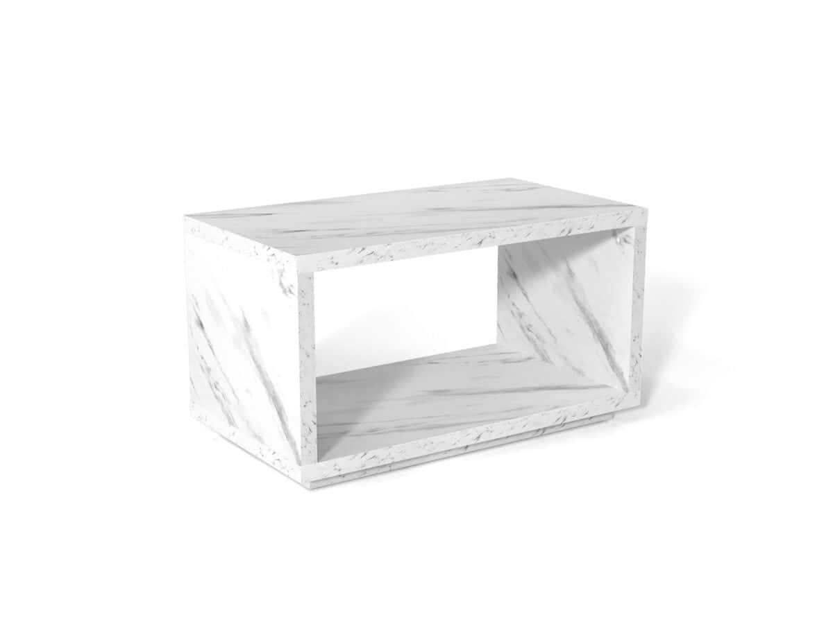 White Marble Effect Coffee Table Modern Rectangular Cari Table 5813